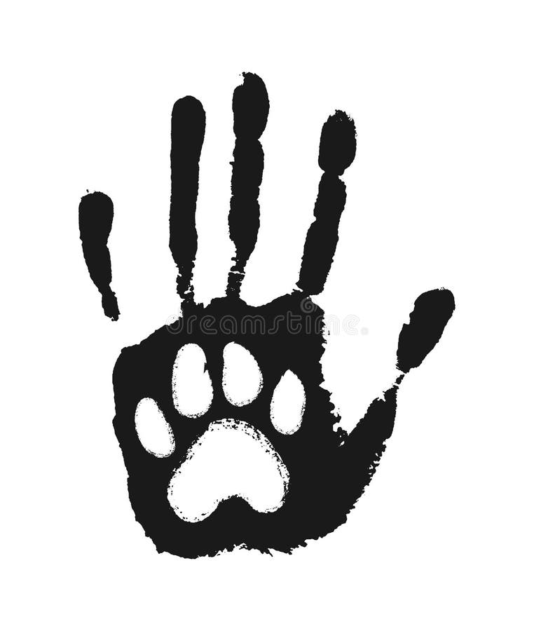 Animal Paw and Human Handprint Banner. Stock Vector - Illustration of ...