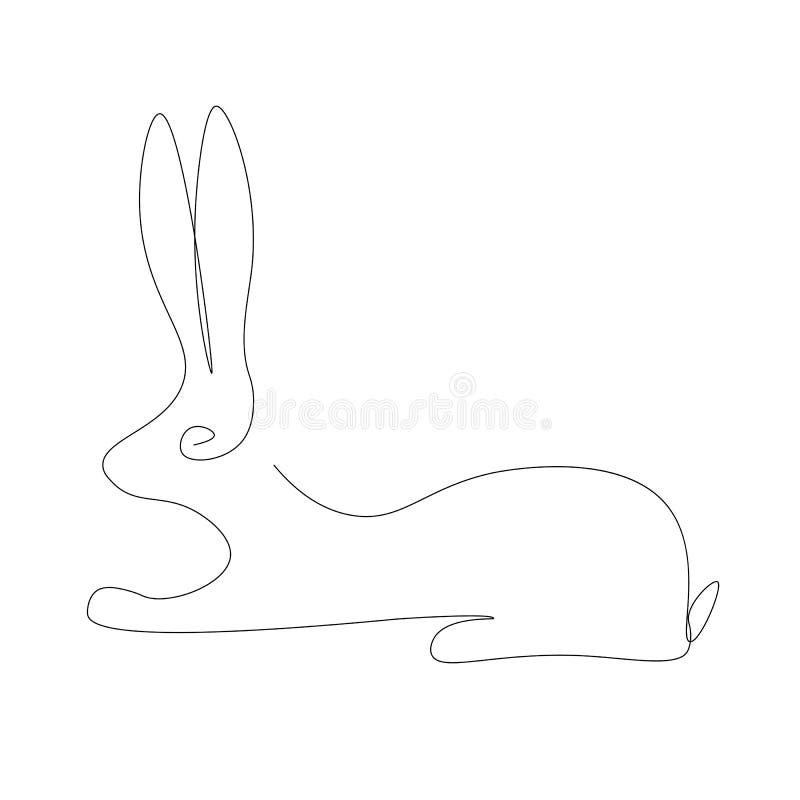 Bunny Silhouette Line Drawing, Vector Illustration Stock Vector ...