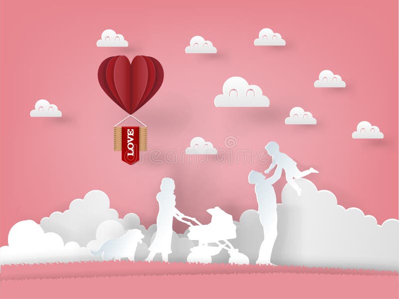 Illustration Vector of Paper Art Origami Family Consist of Father ...