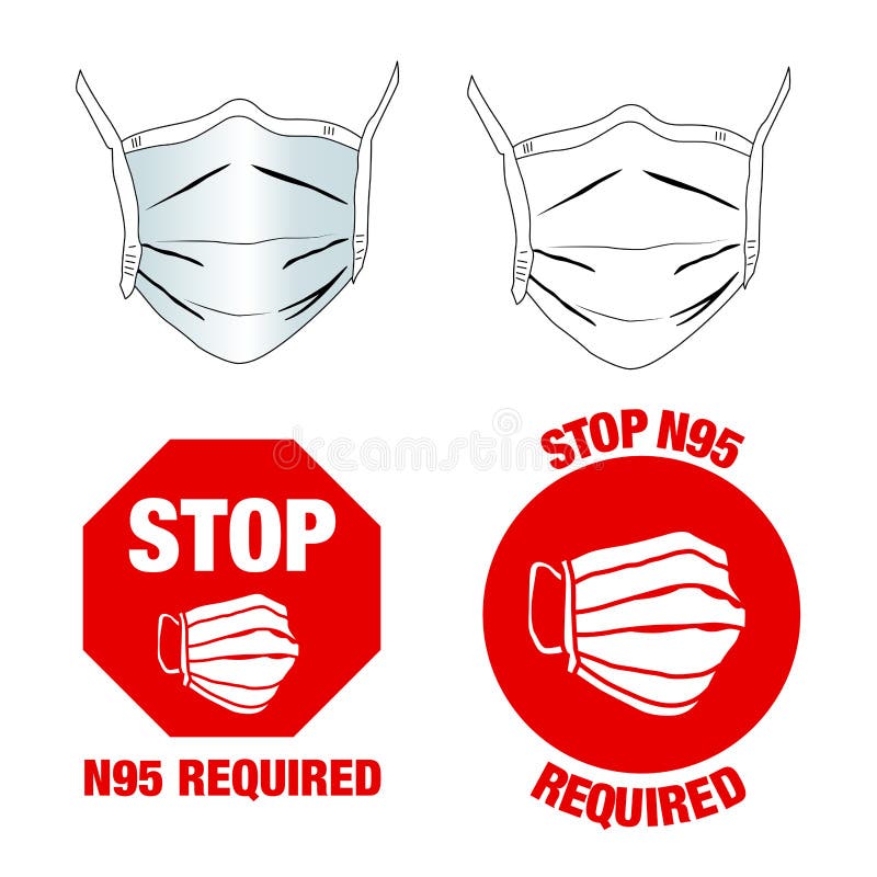 Mask Required Icon, Wear Dust Mask Icon, Warning Icon Design Vector ...