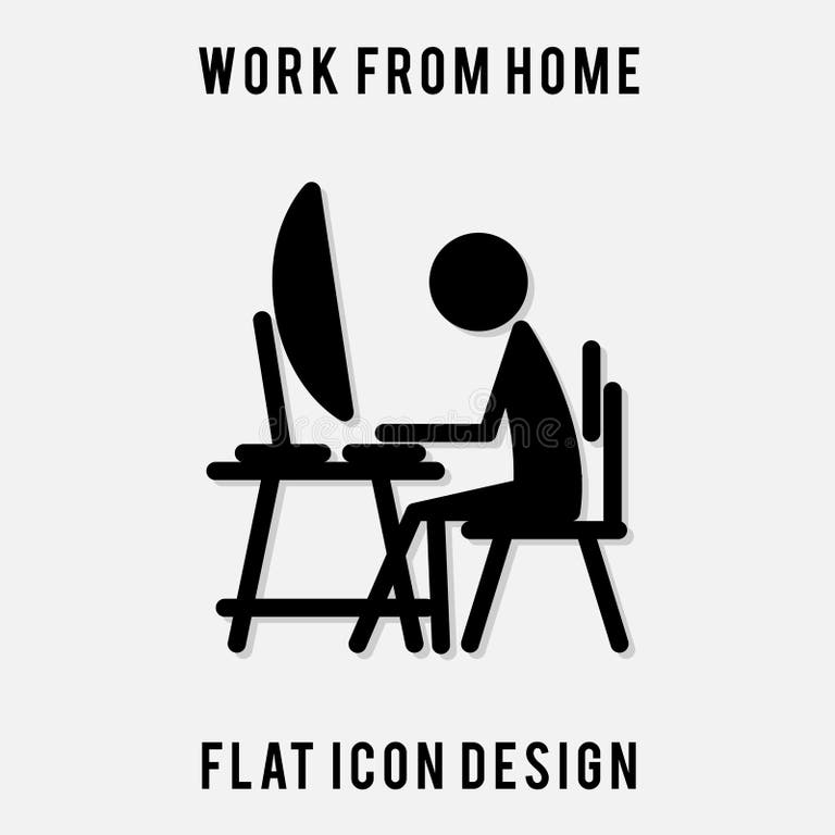Work from Home. Work at Home. Working Time. Office at Home. Flat Icon ...