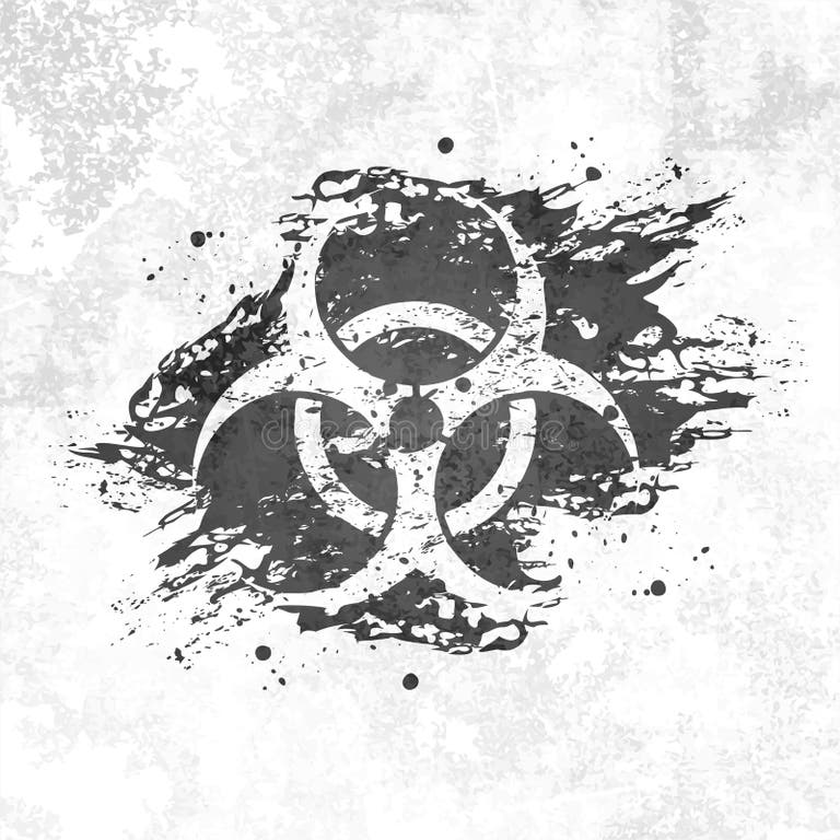 Printed Biohazard Wall. Black-white Grunge Texture Stock Vector ...