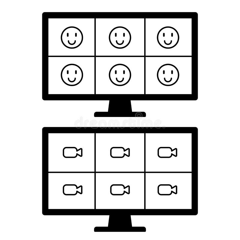 Multiple User Video Conferencing Meeting Icons and Graphics Stock ...
