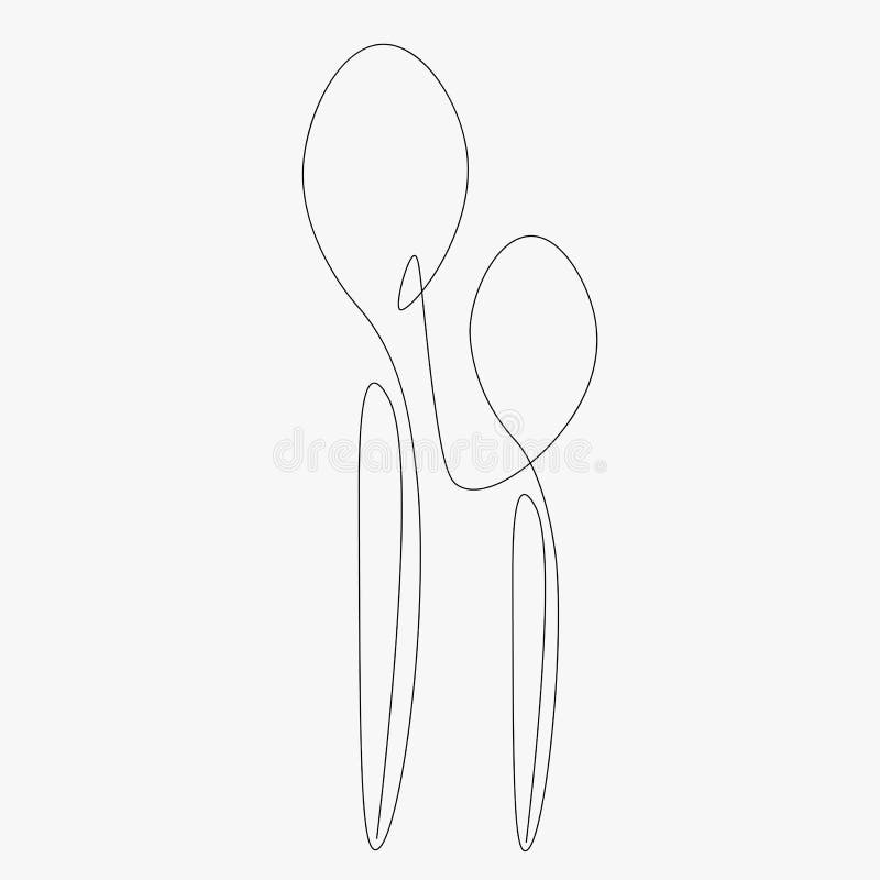 Spoons Silhouette Line Drawing, Vector Stock Vector - Illustration of ...