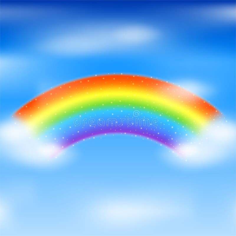 Rainbow Icon Isolated on Blue Sky Background Stock Vector ...