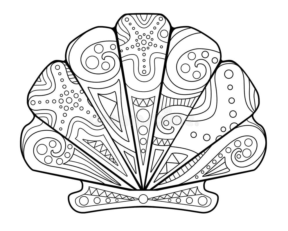 Scallop Shell Line Drawing Stock Illustrations – 1,315 Scallop Shell ...