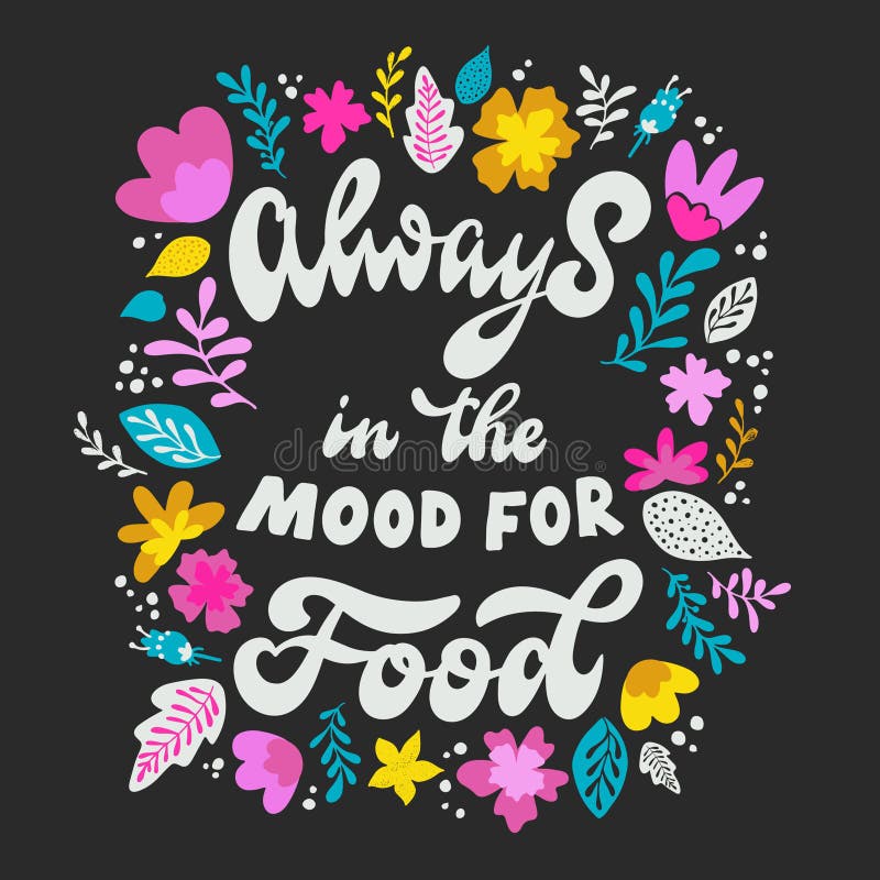 Funny Hand Lettering Quote Decorated with Flowers on Black Background ...