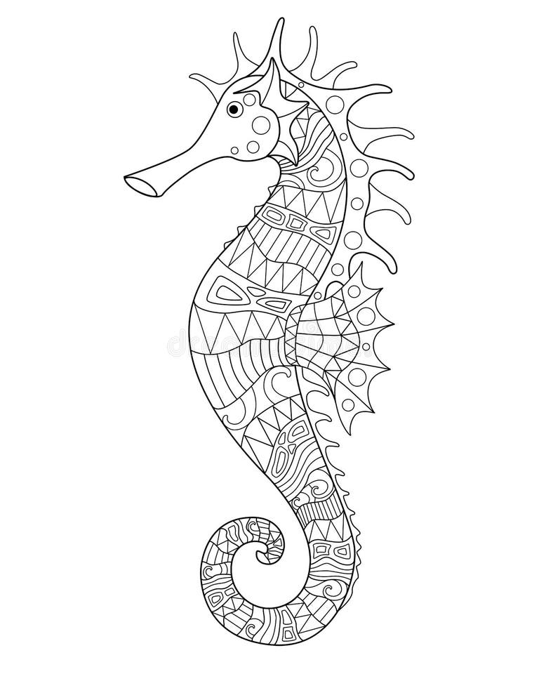Zentangle Seahorse Stock Illustrations – 194 Zentangle Seahorse Stock ...