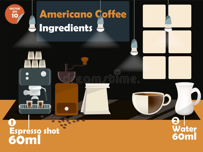 Graphics Design of Americano Coffee Recipes Stock Illustration ...
