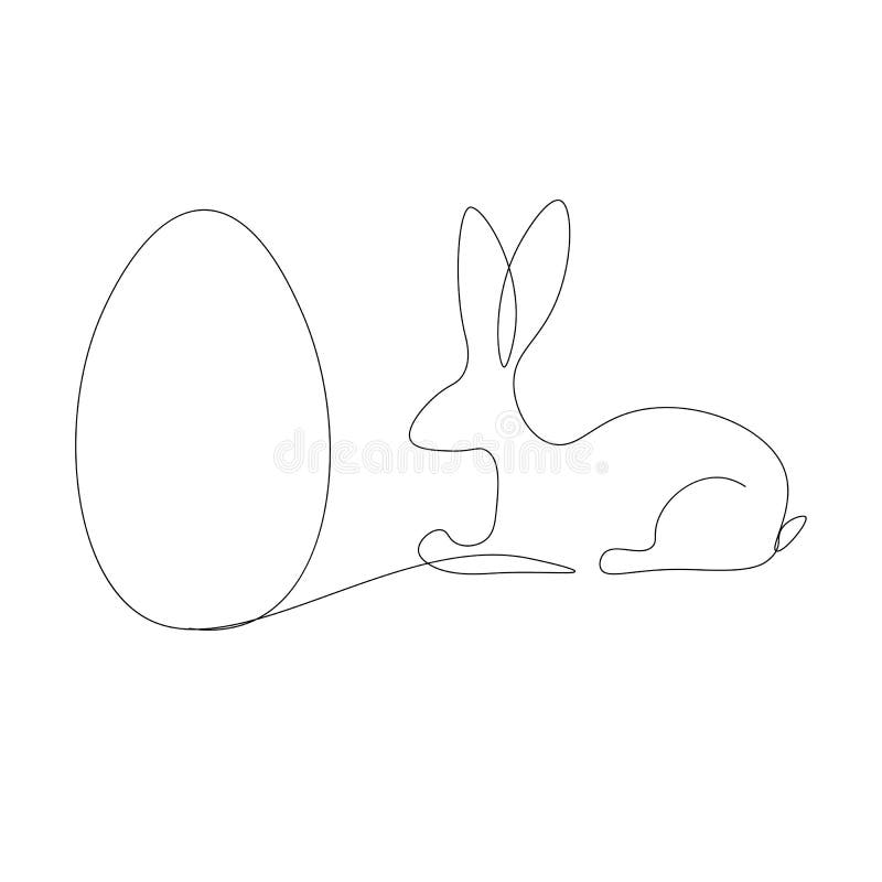 Easter Bunny and Egg One Line Drawing. Vector Stock Vector ...