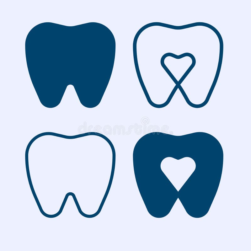 Set of 4 Blue Teeth Icon. Vector Illustration Stock Vector ...