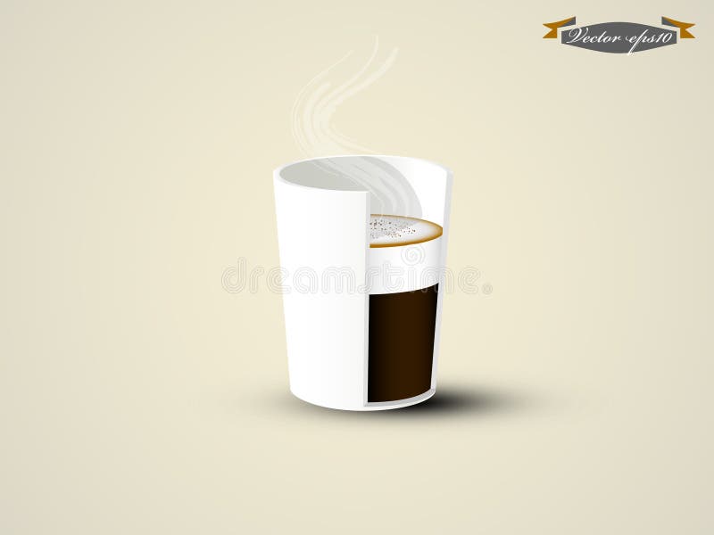 Cappuccino Coffee Cup in Cross Section View Stock Illustration ...