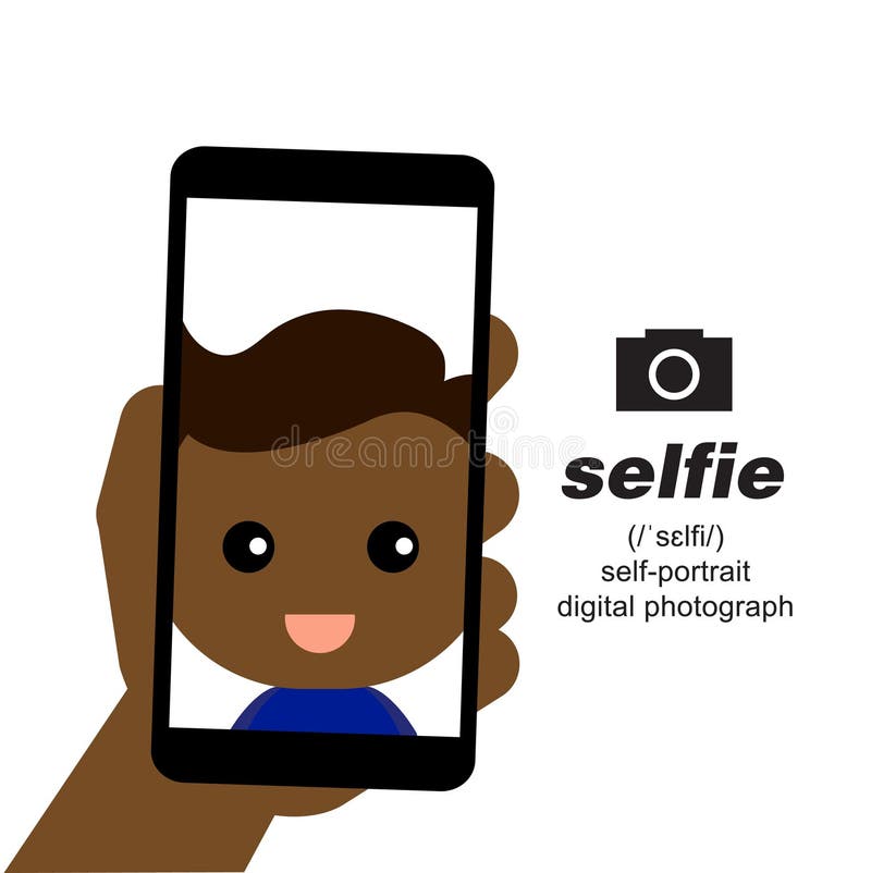 Cute Cartoon Character Taking Selfie Stock Vector - Illustration of ...