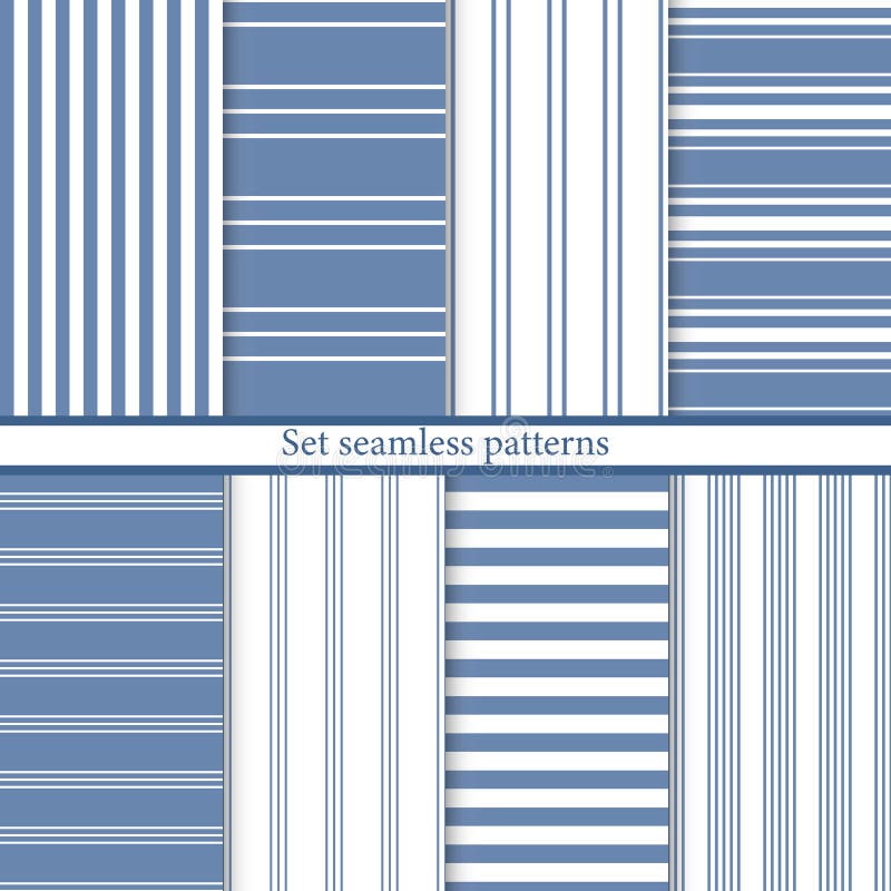 Set Striped Seamless Patterns. Abstract Backgrounds Elegant Blue ...