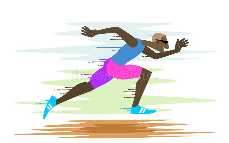 Cartoon Runner Caricature Art Sportsman in a Red T-shirt Running in a ...