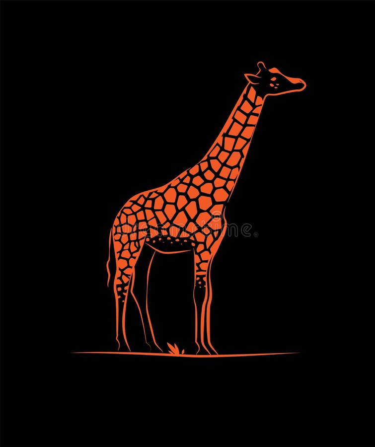 Simple Silhouette Outline Giraffe Animal Stock Vector - Illustration of ...