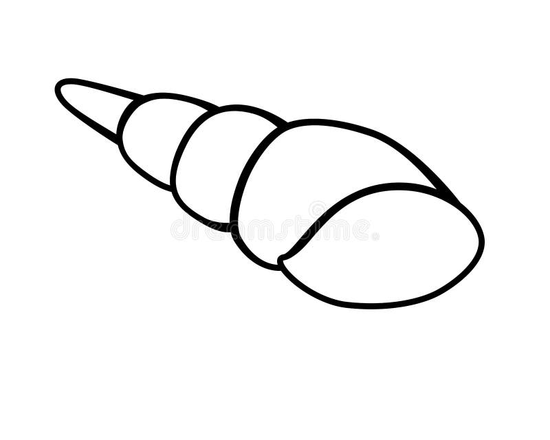 Shell. Long Thin Spiral Shell - Vector Linear Picture for Coloring ...