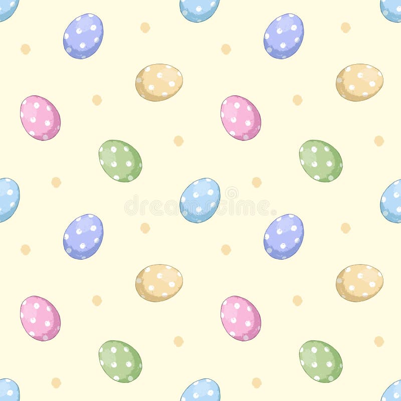 Cute Easter Eggs Pattern in Handdrawn Pastel Style. Multicolor Eggs. Stock Vector - Illustration ...