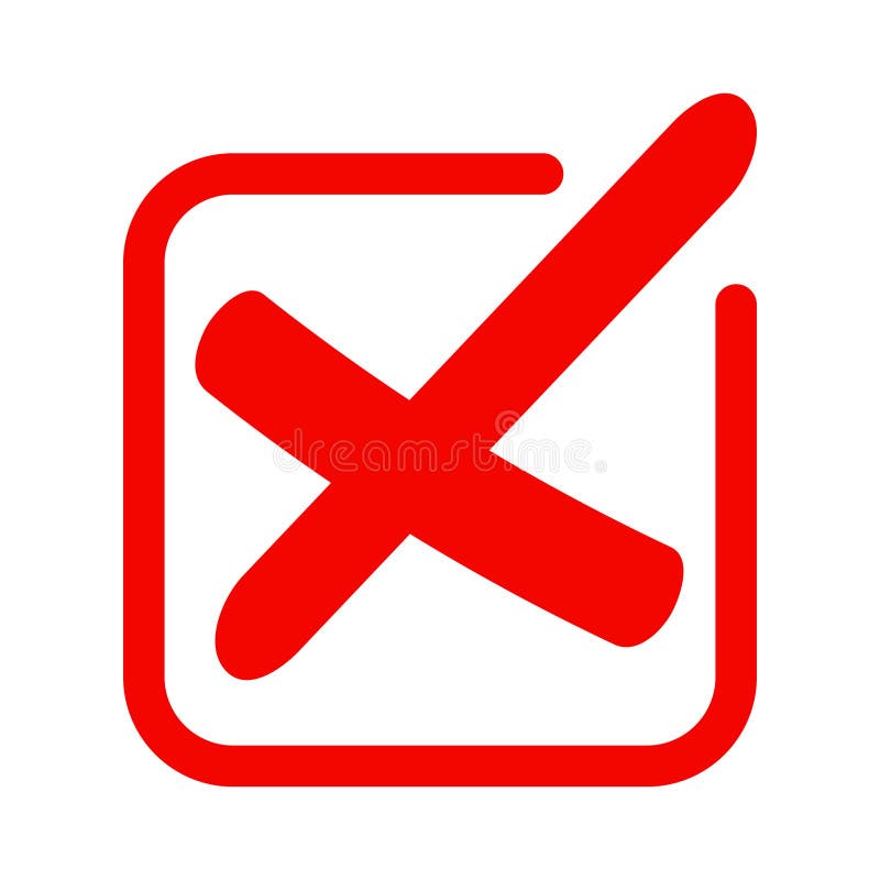 Check Mark Icon . Red Cross Flat Simbol X. Delete Icon Vector ...