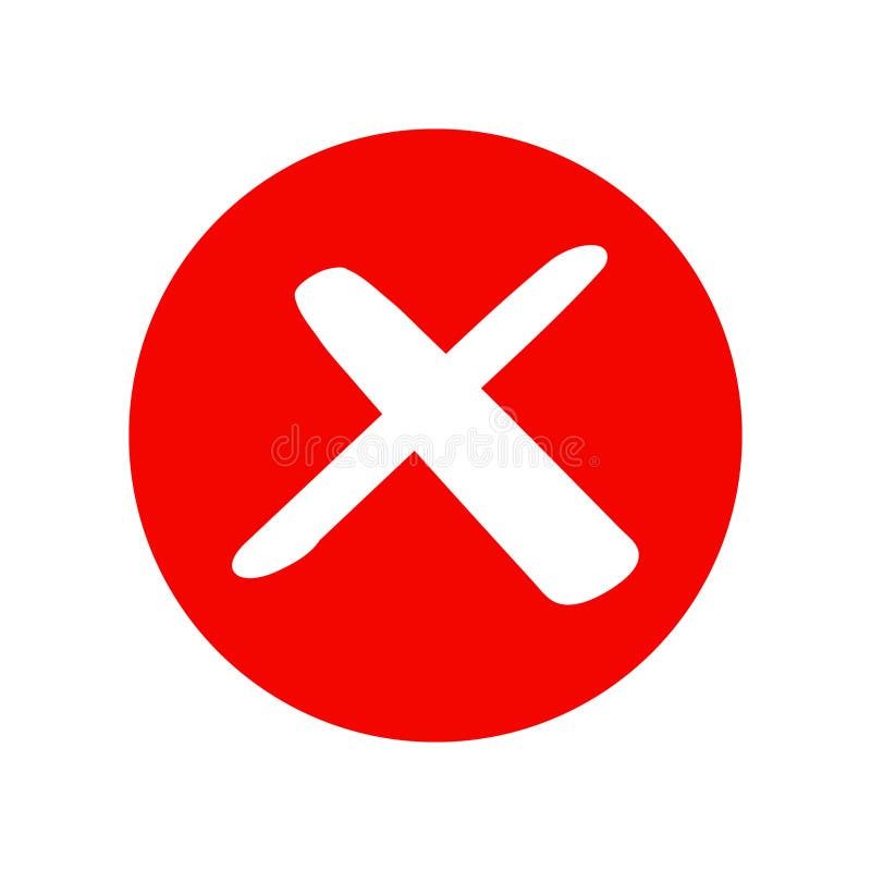 Check Mark Icon . Red Cross Flat Simbol X. Delete Icon Vector ...