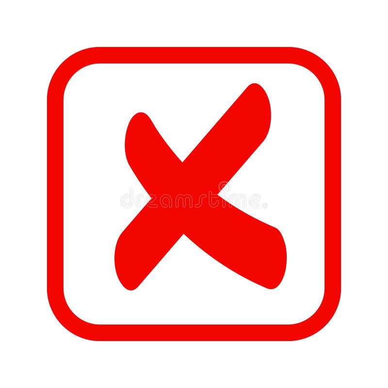 Check Mark Icon . Red Cross Flat Simbol X. Delete Icon Vector ...