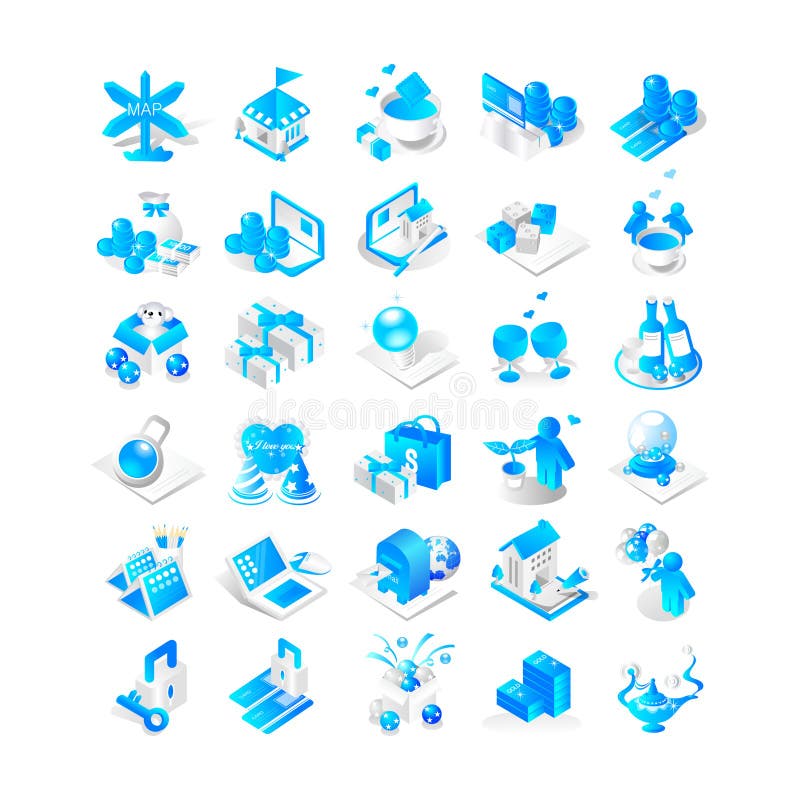 Illustration Vector Graphic of Set of Blue Icons for Web. Stock Vector ...