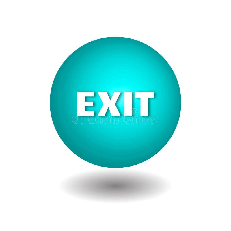 3D EXIT on Blue Circle Isolated Vector Icons on White Background. Stock ...