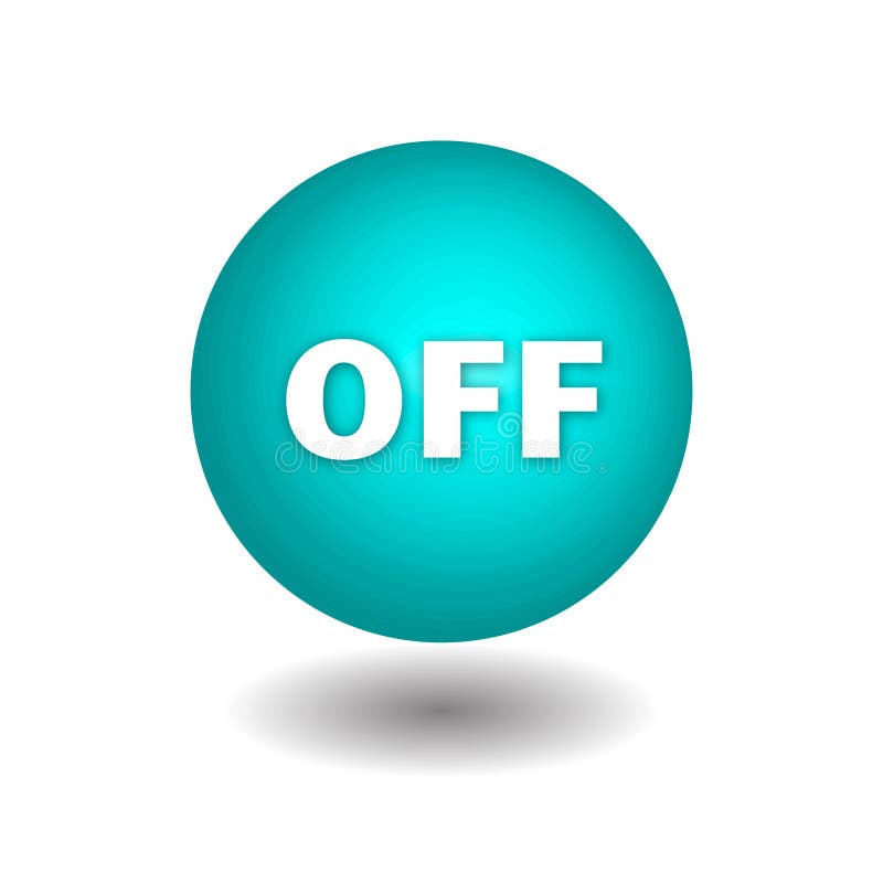 OFF on Blue Circle Isolated Vector Icons on White Background. Stock ...