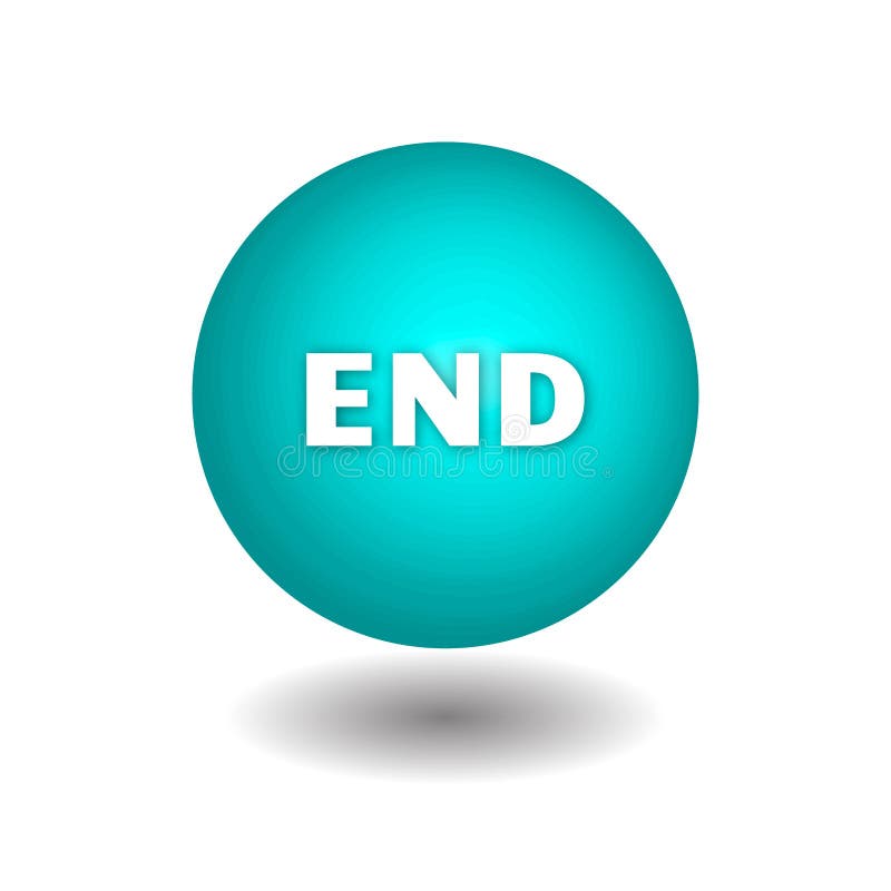 END on Blue Circle Isolated Vector Icons on White Background. Stock ...