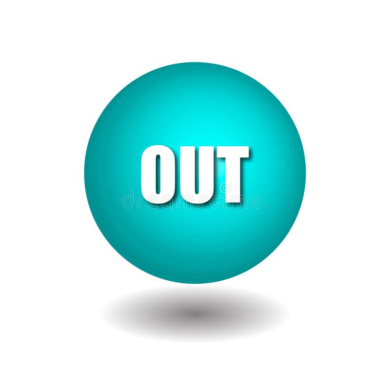 OUT on Blue Circle Isolated Vector Icons on White Background. Stock ...