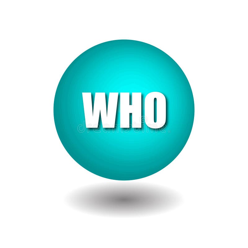 WHO on Blue Circle Isolated Vector Icons on White Background. Stock ...