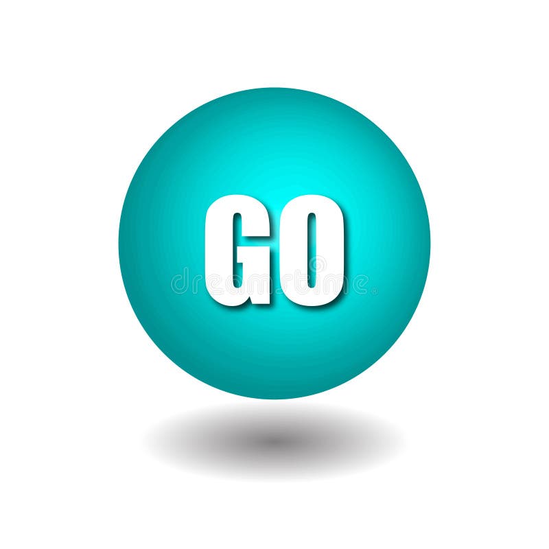 GO on Blue Circle Isolated Vector Icons on White Background. Stock ...
