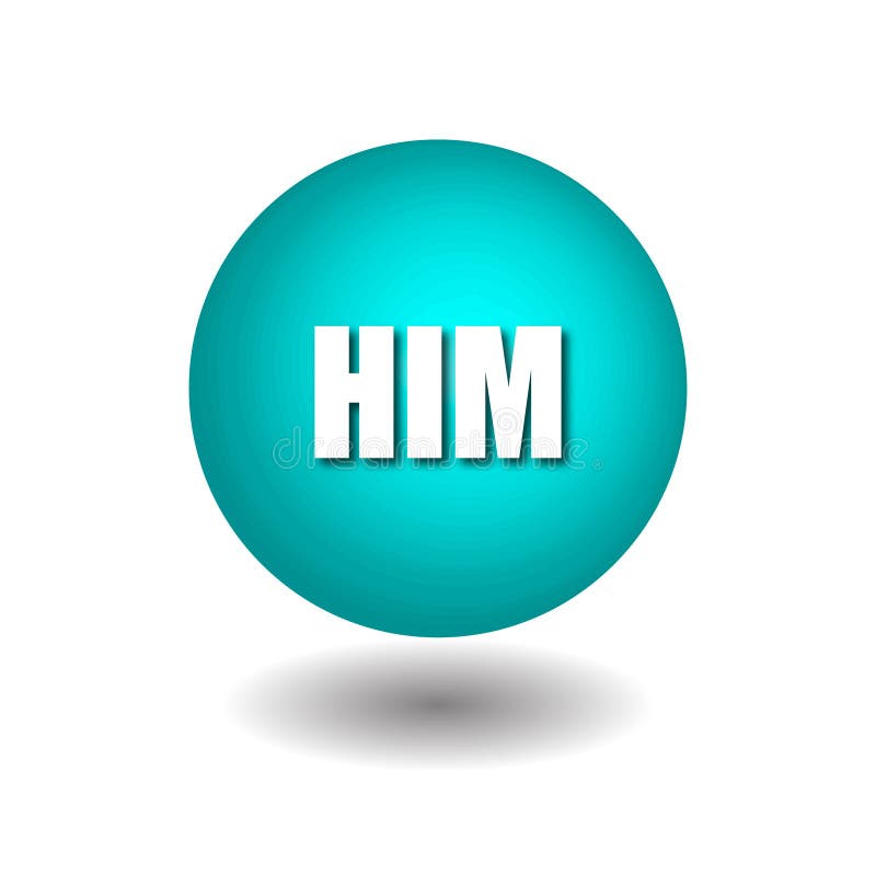 HIM on Blue Circle Isolated Vector Icons on White Background. Stock ...