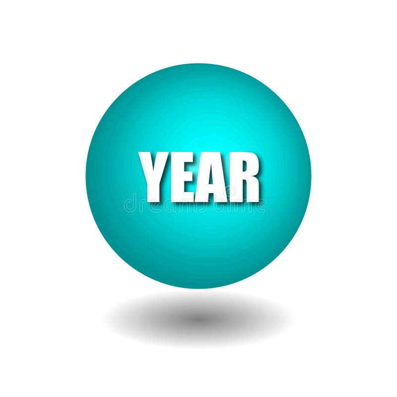 YEAR on Blue Circle Isolated Vector Icons on White Background. Stock ...