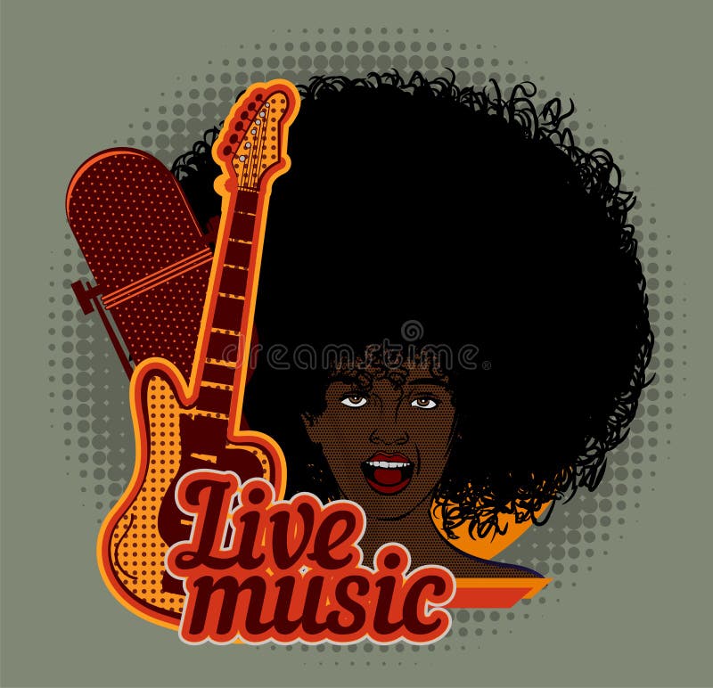Woman Soul Singer. Afro Hairstyle. Vector Image. Jazz and Blues Music ...