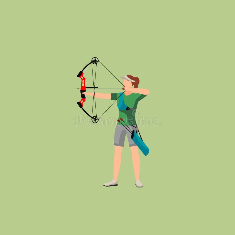 Woman Pulling an Arrow and Holding a Bow Stock Illustration ...