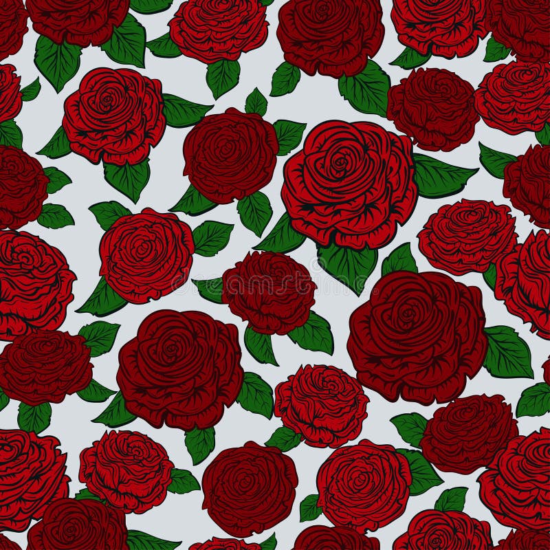 Seamless Pattern with Red Roses. Design Template for Mother`s Day ...