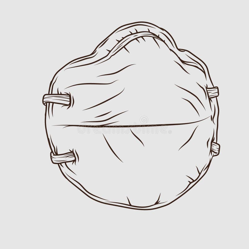 Surgical Mask Vector Line Art Illustration. Healthcare Protection ...