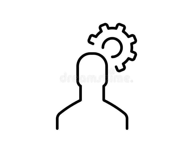 User with Gear Head Filled Outline Icon Stock Vector - Illustration of ...