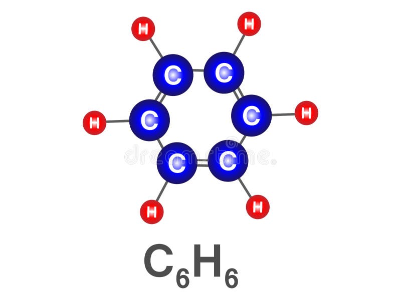 Vector Flat Design of Benzene Molecular Formula C6H6 Six Carbon Atoms ...