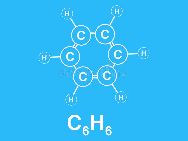 Vector Flat Design of Benzene Molecular Formula C6H6 Six Carbon Atoms ...