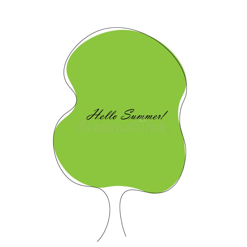 Hello Spring Card with Tree Vector Illustration Stock Vector ...