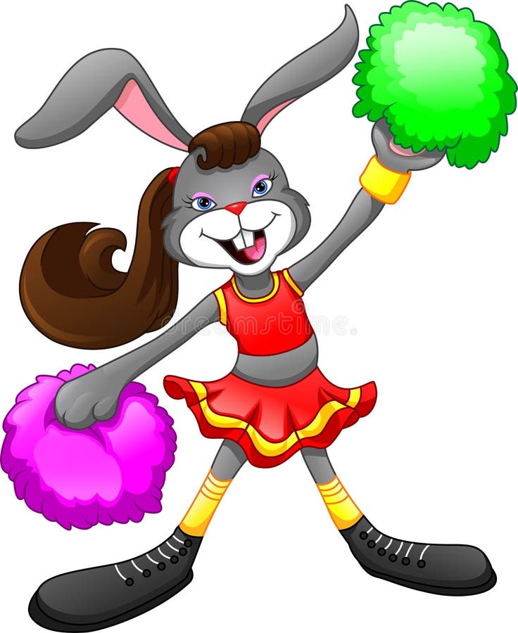 Cheerleader Bunny Cartoon Vector Illustration. Stock Vector ...