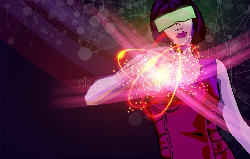 Woman Wearing Virtual Reality Headset. Vr Glasses and Lady. Futuristic ...