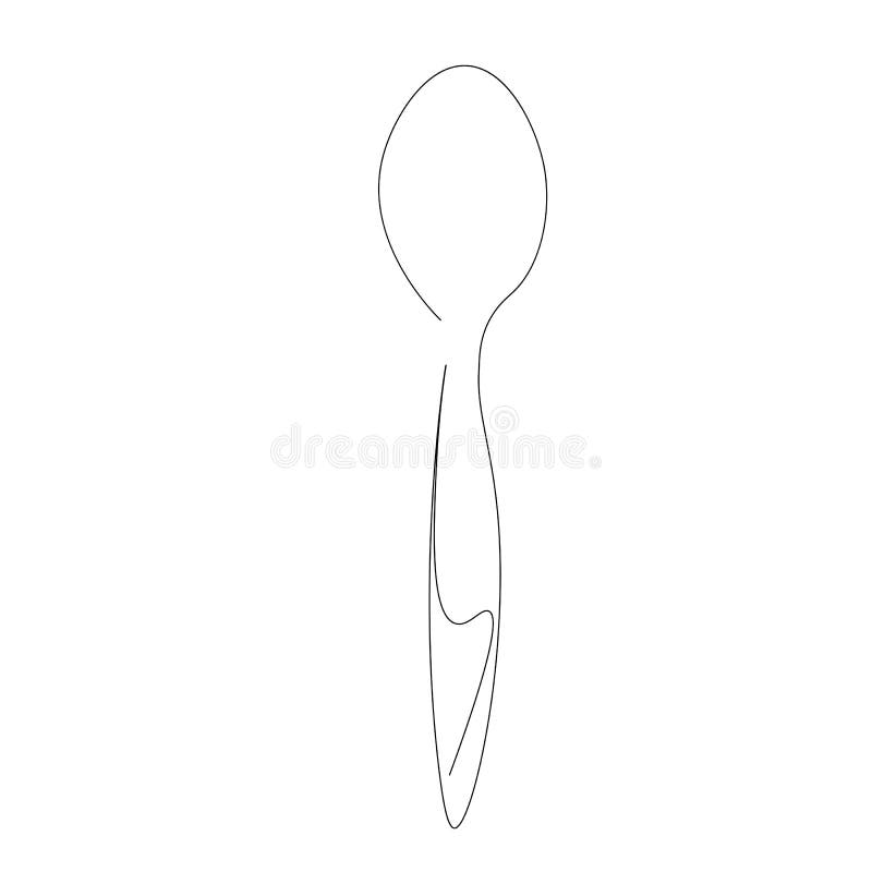 Spoon Silhouette One Line Drawing Vector Illustration Stock ...