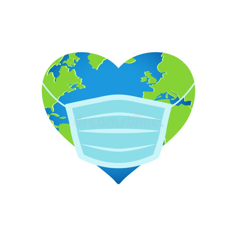 Planet Earth in a Hearth Shape Wearing Medical Mask Stock Vector ...