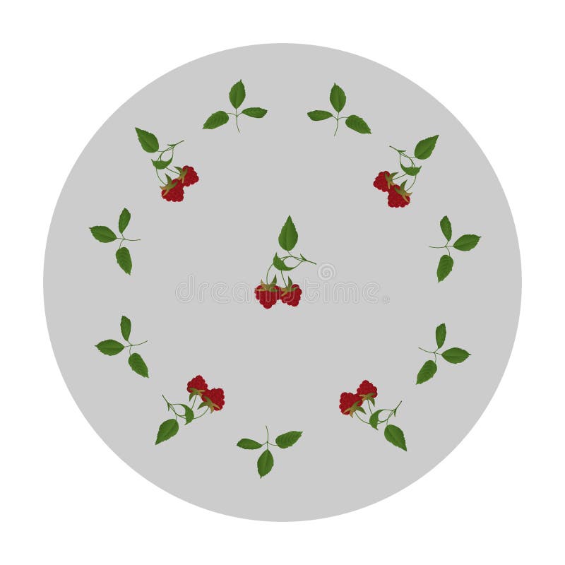 Circle of Red Berries. Pattern of Raspberries, White Flowers in the ...