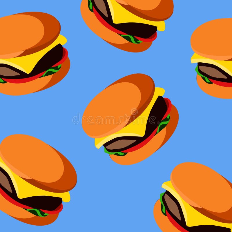 Tasty Sandwiches on the Blue Background. Vector Illustration Stock ...