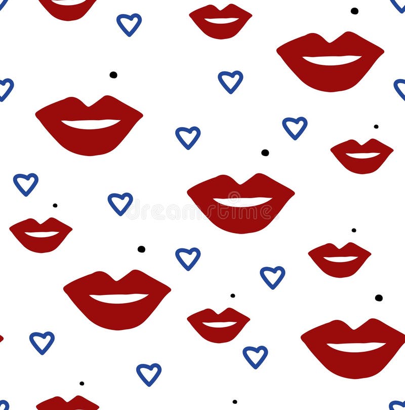 Kiss, Lips.Seamless Pattern of Kiss Stock Illustration - Illustration ...
