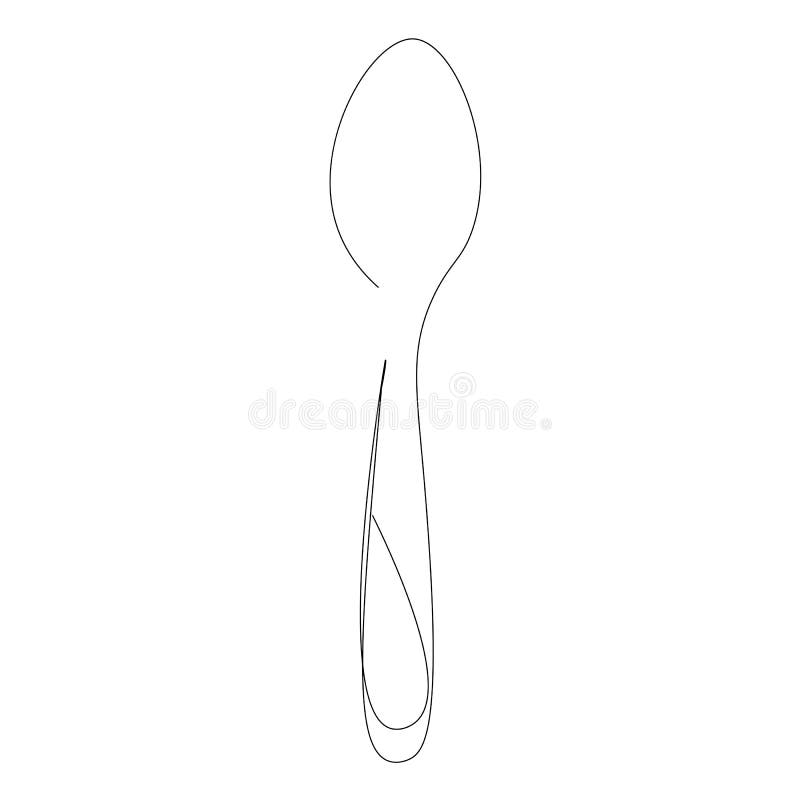 Spoon Silhouette One Line Drawing Vector Illustration Stock Vector ...